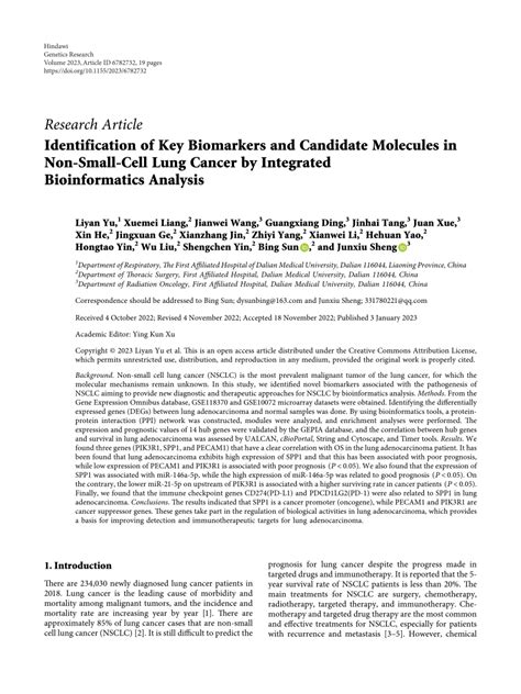 Pdf Identification Of Key Biomarkers And Candidate Molecules In Non Small Cell Lung Cancer By