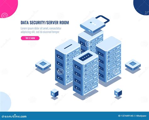 Server Room Cabinet Data Center And Database Isometric Icon Server Rack Farm Blockchain