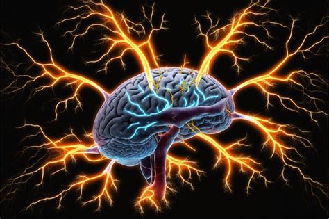 Premium Photo Brain And Current Stimulation Neuronal Response Generative Ai