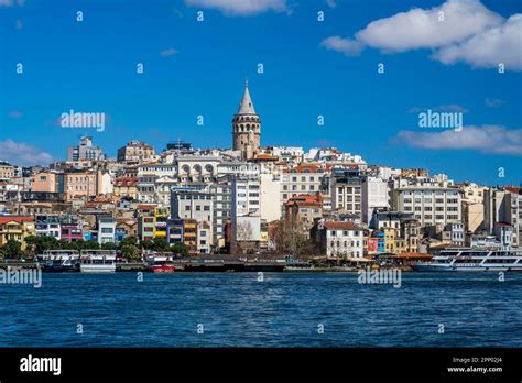 View Of Beyoglu District With Galata Tower Istanbul Turkey Stock