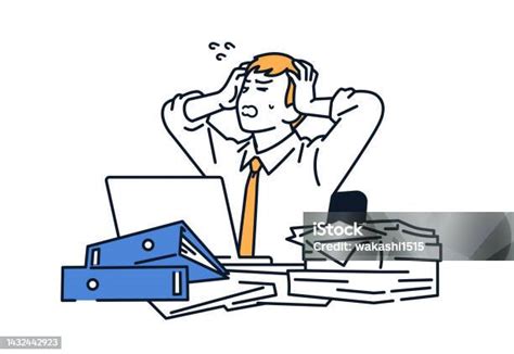 초과 근무 시간을 들고 있는 사업가의 벡터 일러스트 레이 션 자료 남자 사업가에 대한 스톡 벡터 아트 및 기타 이미지 남자 사업가 바쁜 사업가 Istock