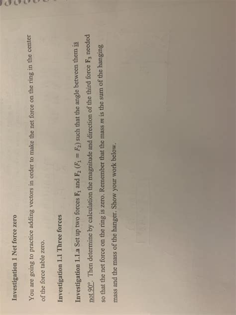 Solved Investigation 1 Net Force Zero You Are Going To