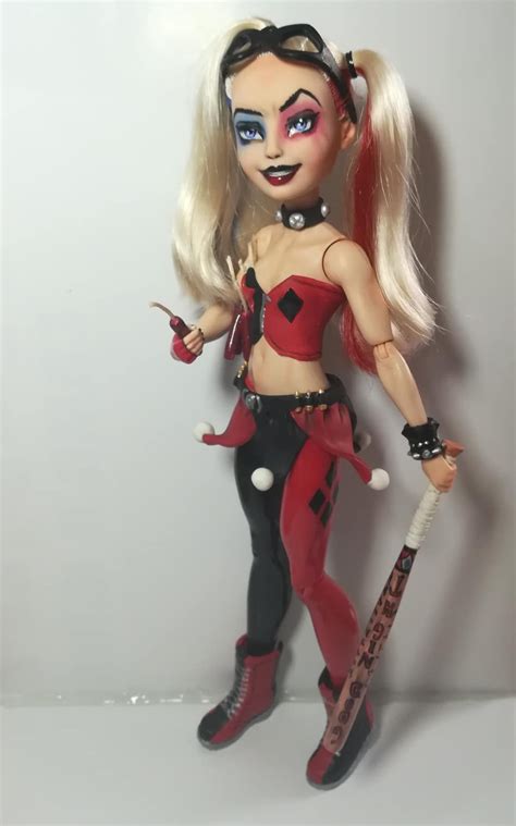 Harley Quinn Custom Ooak Doll Dc Superheroes Doll Repaint Oggetti