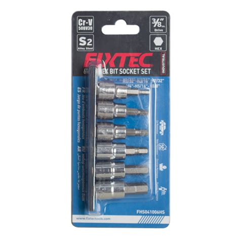 Fixtec 6pcs 3 8 Dr Hex Bit Socket Set