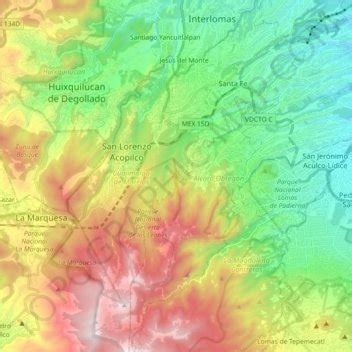 Mapa Topográfico Cuajimalpa De Morelos Altitude Relevo