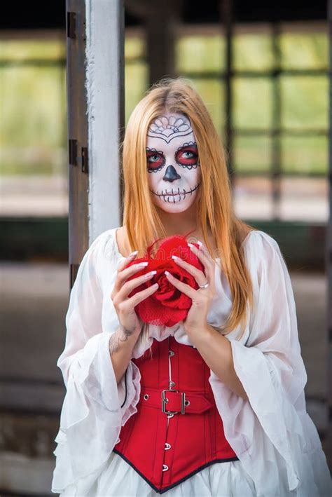 The Girl In The Image Of Santa Muerte Stock Image Image Of Female