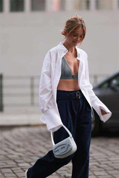 15 Braless Outfits That Still Provide Support Black Bra White Shirt