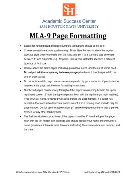 Mla 9 Page Formatting Pdf Part Of Speech Word