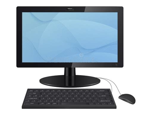Computer Monitor With Keyboard And Mouse Stock Vector Illustration
