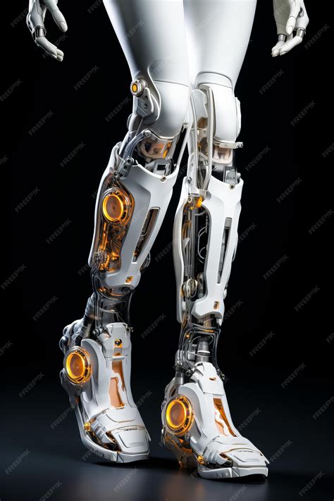 Premium Photo Illustration Of Prosthetic Legs On A Black Background Or Futuristic Robot Legs