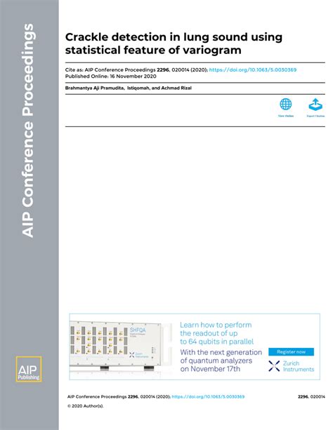 Pdf Crackle Detection In Lung Sound Using Statistical Feature Of