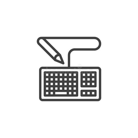 Computer Keyboard Line Icon Stock Vector Illustration Of Device