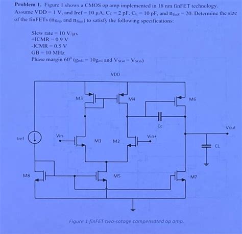 Solved Problem 1 Figure 1 Shows A Cmos Op Amp Implemented