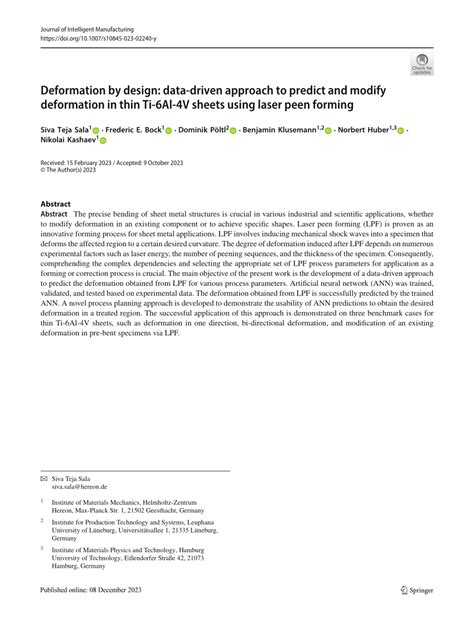 Pdf Deformation By Design Data Driven Approach To Predict And Modify Deformation In Thin Ti