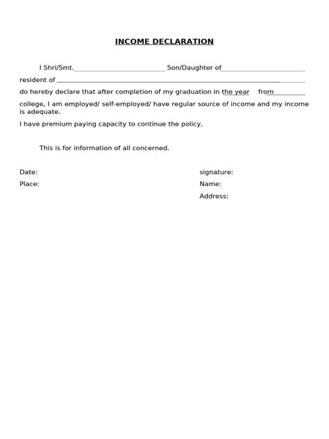 Income Declaration Pdf