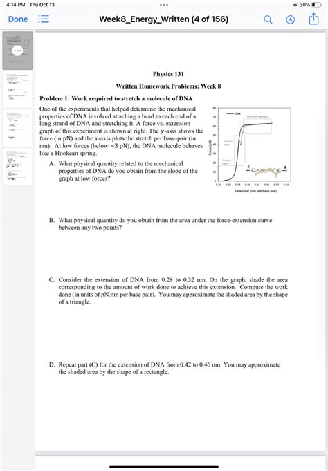 solved problem 1 work required to stretch a molecule of dna