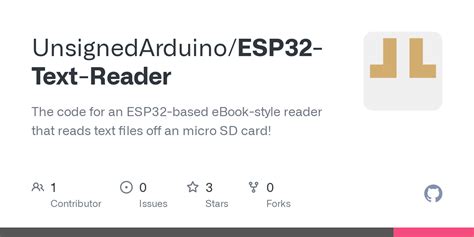 GitHub UnsignedArduino ESP32 Text Reader The Code For An ESP32 Based EBook Style Reader That