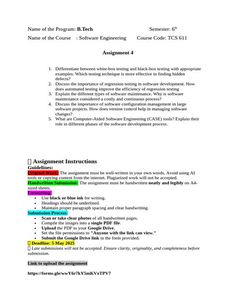 Software Engineering Assignment 4 Guide Pdf