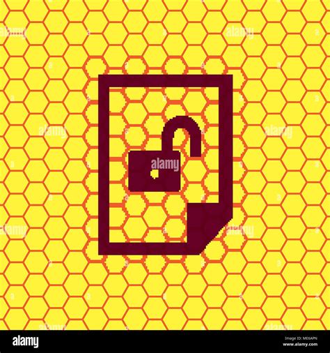 File Unlocked Icon Symbol On A Yellow Background Abstract Similar To A Honeycomb Vector