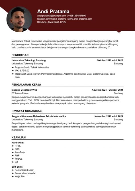 21 Contoh Cv Teknik Informatika Fresh Graduate And Berpengalaman Contoh