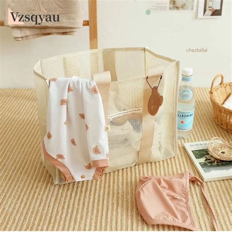 신제품 접이식 휴대용 어린이 해변 잡화 정리 메쉬 숄더백 옷 보관 아기 가방 Aliexpress