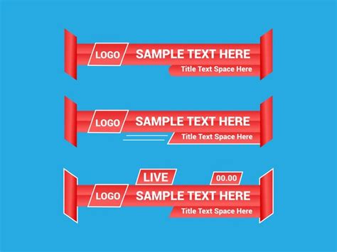 텔레비전 뉴스 바 디자인 템플릿의 터 하위 세 번째 하위 세번째 뉴스 및 비디오 바 세트 프리미엄 벡터