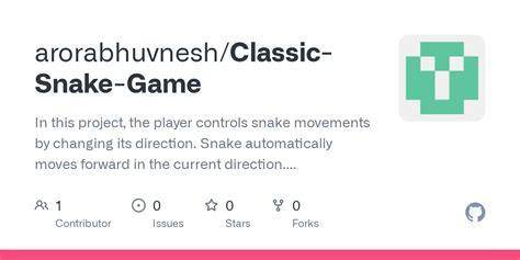 Github Arorabhuvnesh Classic Snake Game In This Project The Player Controls Snake Movements