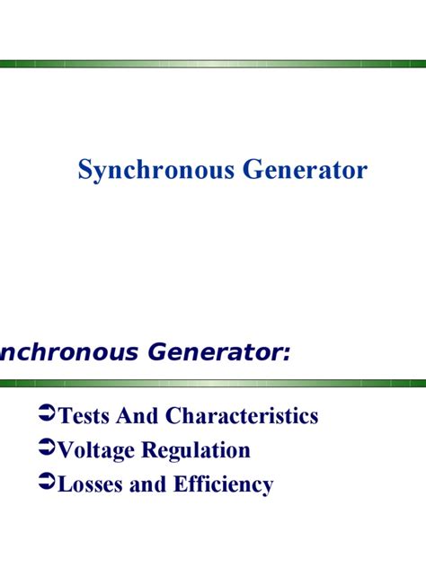 Electrical Load Diagram Of Synchronous Generator Synchronous