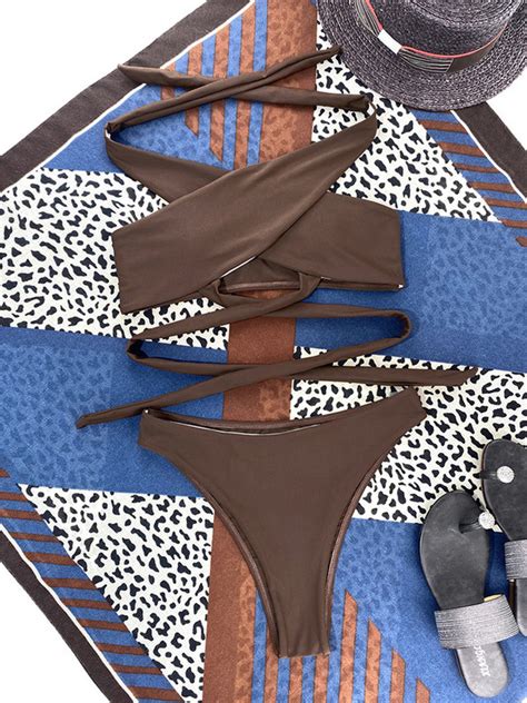 Badu Bg 2022 Летни секси дамски комплекти бикини с монтиране на врата Бански костюми Плътен