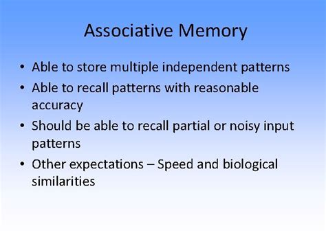 Associative Memory Remembering Associating Something With Sensory Cues
