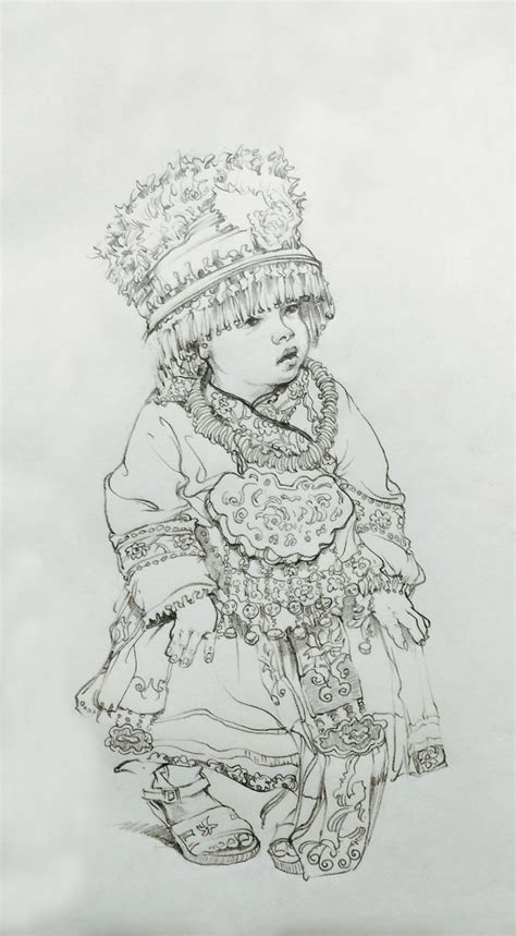 苗族简笔画人物卡通 苗族卡通人物画 苗族简笔画人物 大山谷图库