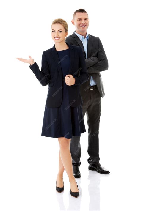 Premium Photo Portrait Of Colleagues Standing Against White Background