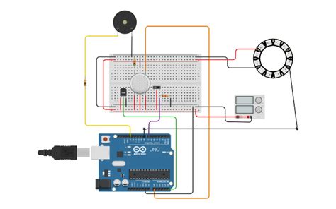 Circuit Design Sensor De Temperatura Y Gas Tinkercad