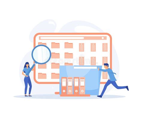 Male Worker Add Files To Big Folder Storage And Indexing Of