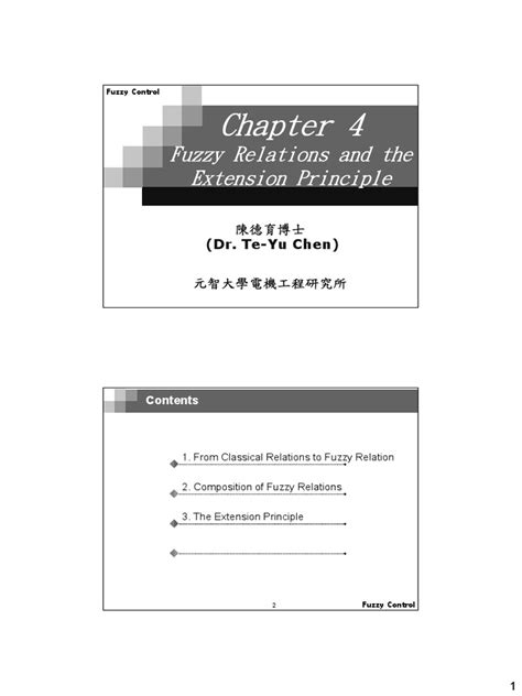 Fuzzy Relations And The Extension Principle 陳德育博士 Dr Te Yu Chen 元智大學電機工程研究所 Pdf Fuzzy