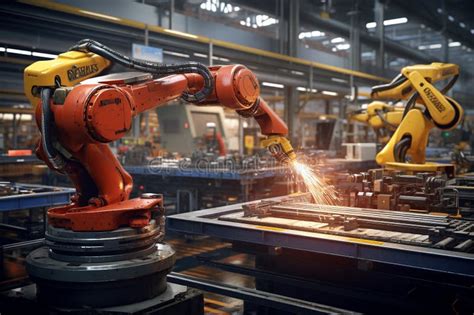 Automation And Robots In Production Line Stock Illustration Illustration Of Tablet Future