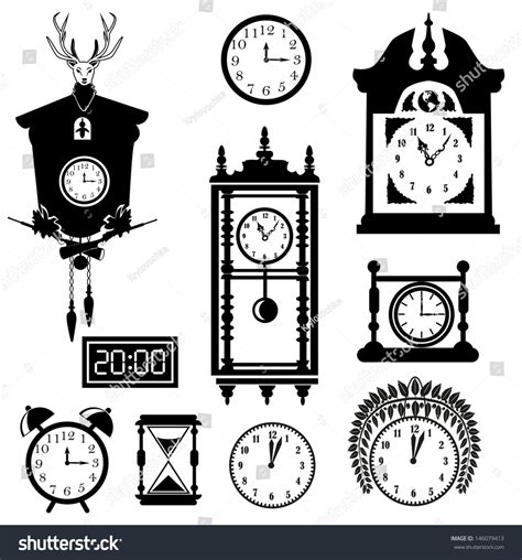 Clocks Icon Set Vector Retro And Modern Clock Collection