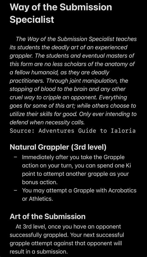 Monk Subclass Inspired By Bjj Constructive Criticism Much Appreciated Rdndhomebrew