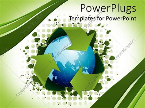PowerPoint Template Recycling Concept With Globe Surrounded By Three Green Arrows Representing