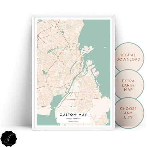 Custom Map Print Personalized Map Choose City Map Print Any Etsy