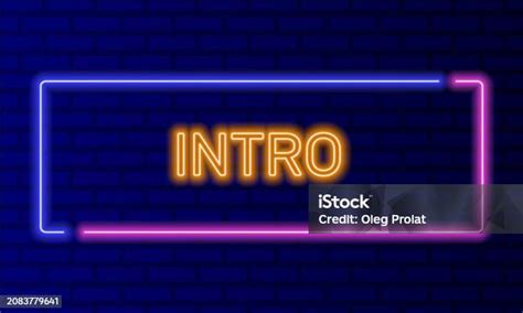 네온 사인 인트로 에서 말풍선 프레임 통하고 있는 벽돌 벽 배경 벡터 벽 배경에 밝은 배너입니다 인트로 버튼 소개 디자인 템플릿 나이트 네온 간판 인트로 음악에 대한 스톡