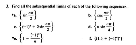 solved 3 find all the subsequential limits of each of the