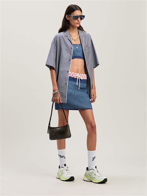 Rib Mini Skirt In 4940 Indigo Blue Light Blue Palm Angels® Official