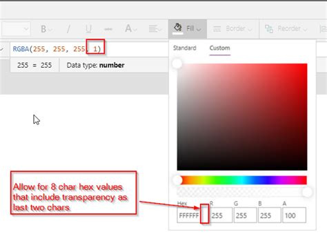 Add Support For 8 Digit Hex On Color Picker · Issue 12929 · Microsoft