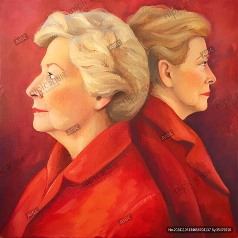 Ai创作图布面油画肖像 双面女性 丙烯酸肖像 名人油画 肖像画展 情侣油画 画布肖像画 当代肖像画 写实主义肖像画 油漆肖像画 孪生儿之一 人像油画 油画肖像画 肖像油画 丙烯画人物nipic