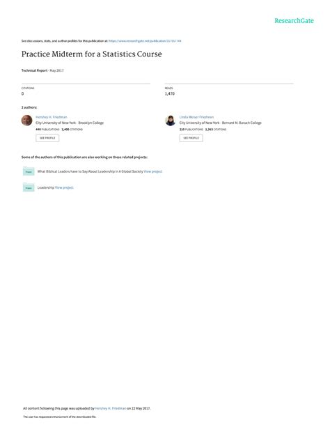 Midterm Statistics See Discussions Stats And Author Profiles For This Publication At Studocu