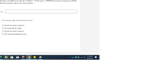Solved Consider A Series Rlc Circuit Where R 35 0Ω C 25 5μf