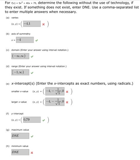 Solved For F X 5x2 40x 79 Determine The Following Without