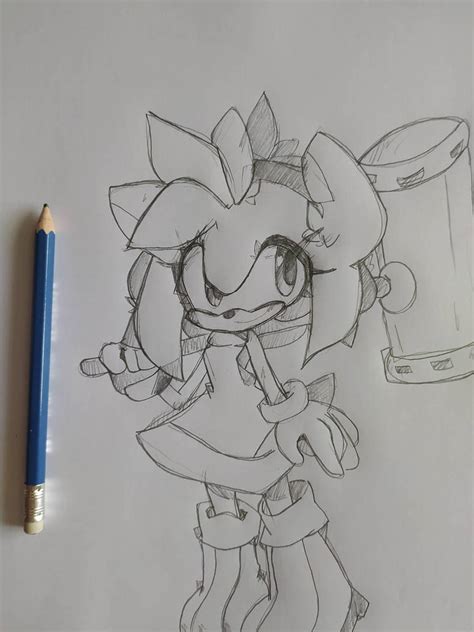 Amy Rose Hammer Red Gold On Paper Pencil By Glassyv On Deviantart