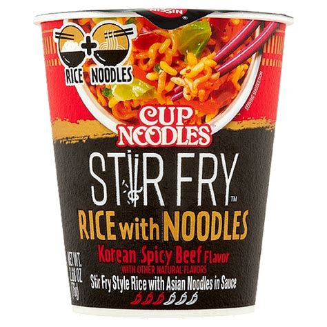 Nissin Cup Noodles Stir Fry Korean Spicy Beef Flavor Rice With Noodles